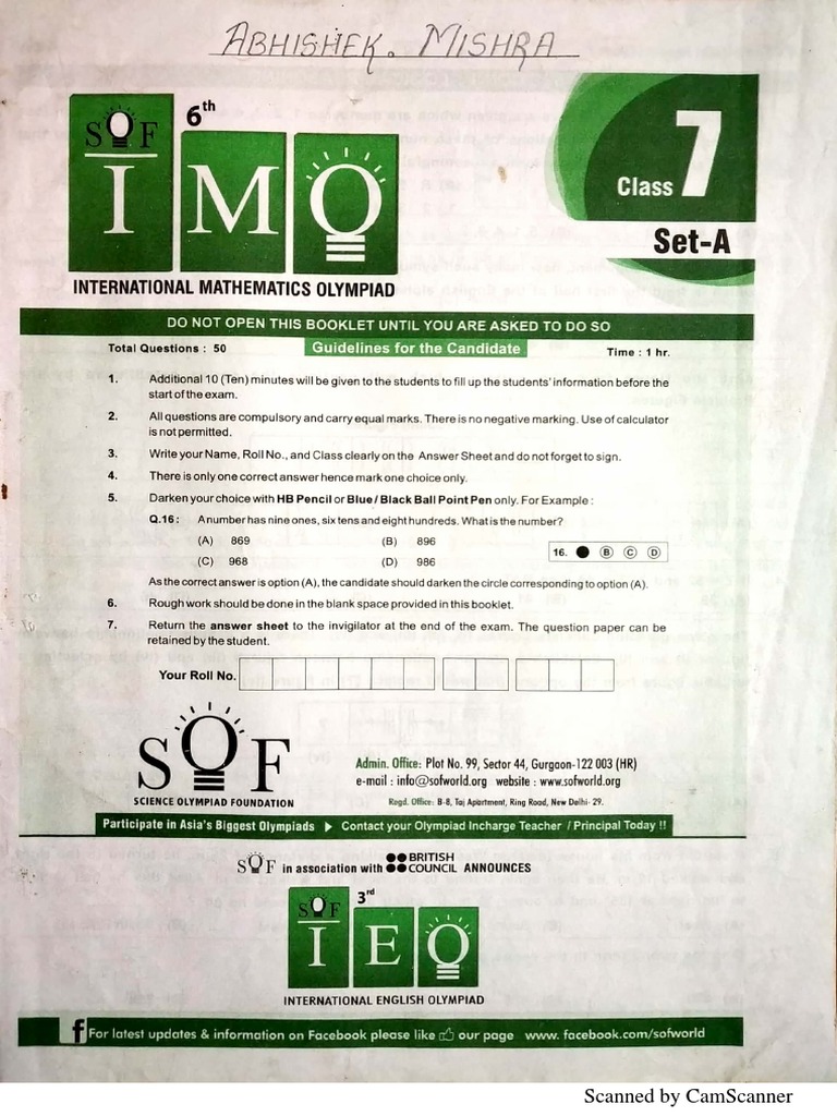 Imo Class 7th | PDF
