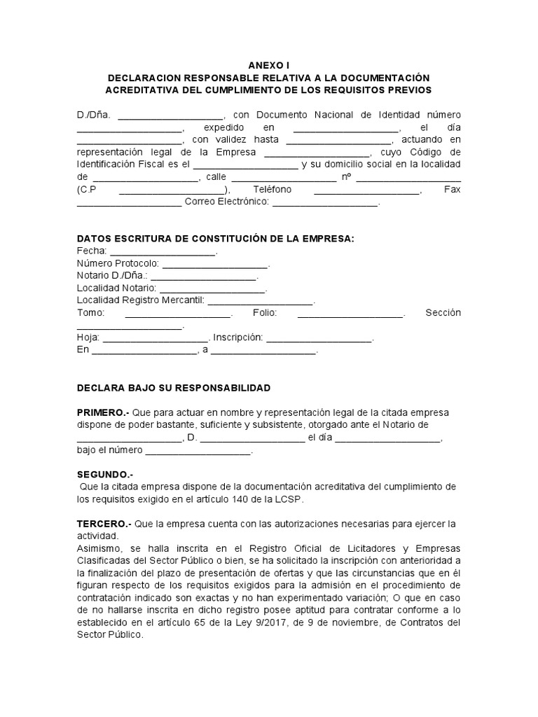 ANEXO I Declaracion Responsable | PDF | Privacidad de la información ...