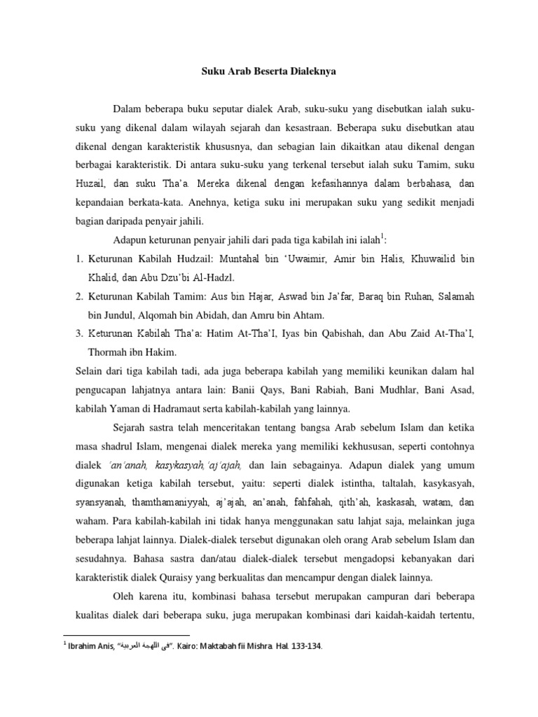 Suku Arab dan Variasi Dialeknya | PDF