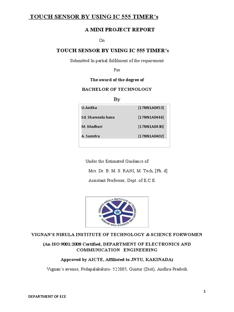 Touch Sensor by Using Ic 555 Timers For Final Review | PDF | Light ...