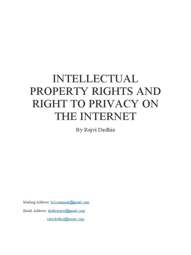 Intellectual Property Rights and Right To Privacy On The Internet | PDF ...