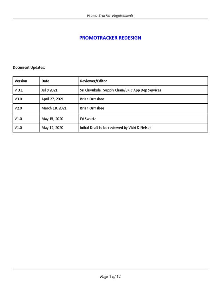 Tracking Trade Promotions: Requirements for a New Promo Tracker System ...