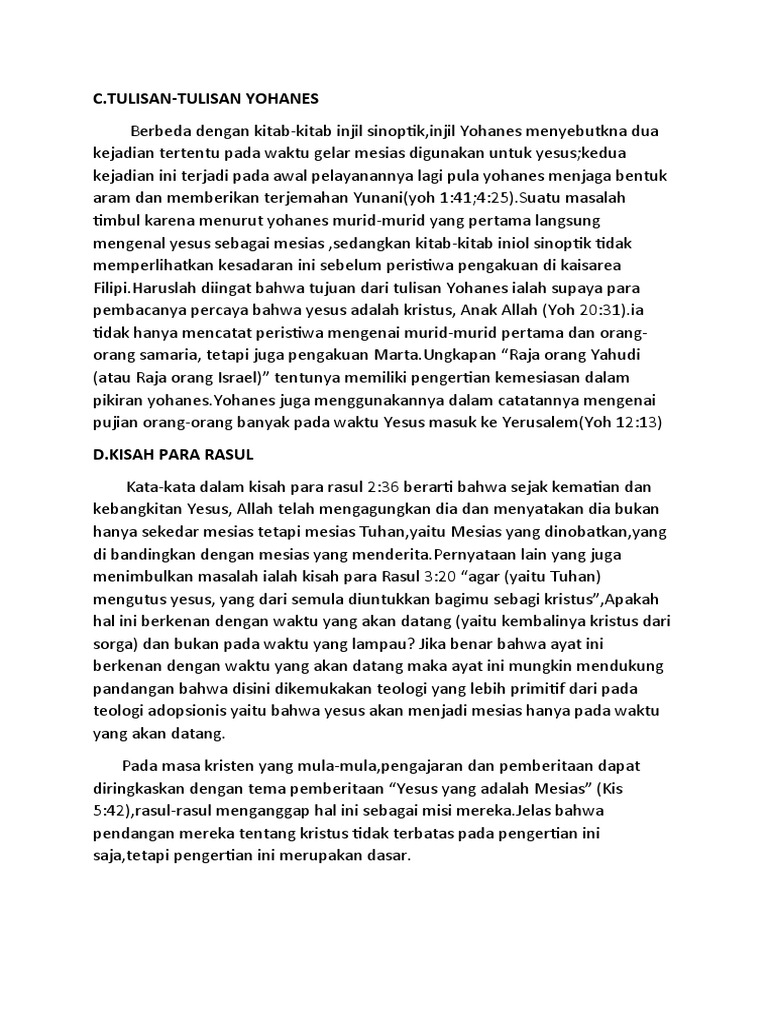 C.Tulisan-Tulisan Yohanes Berbeda Dengan Kitab-Kitab Injil Sinoptik ...