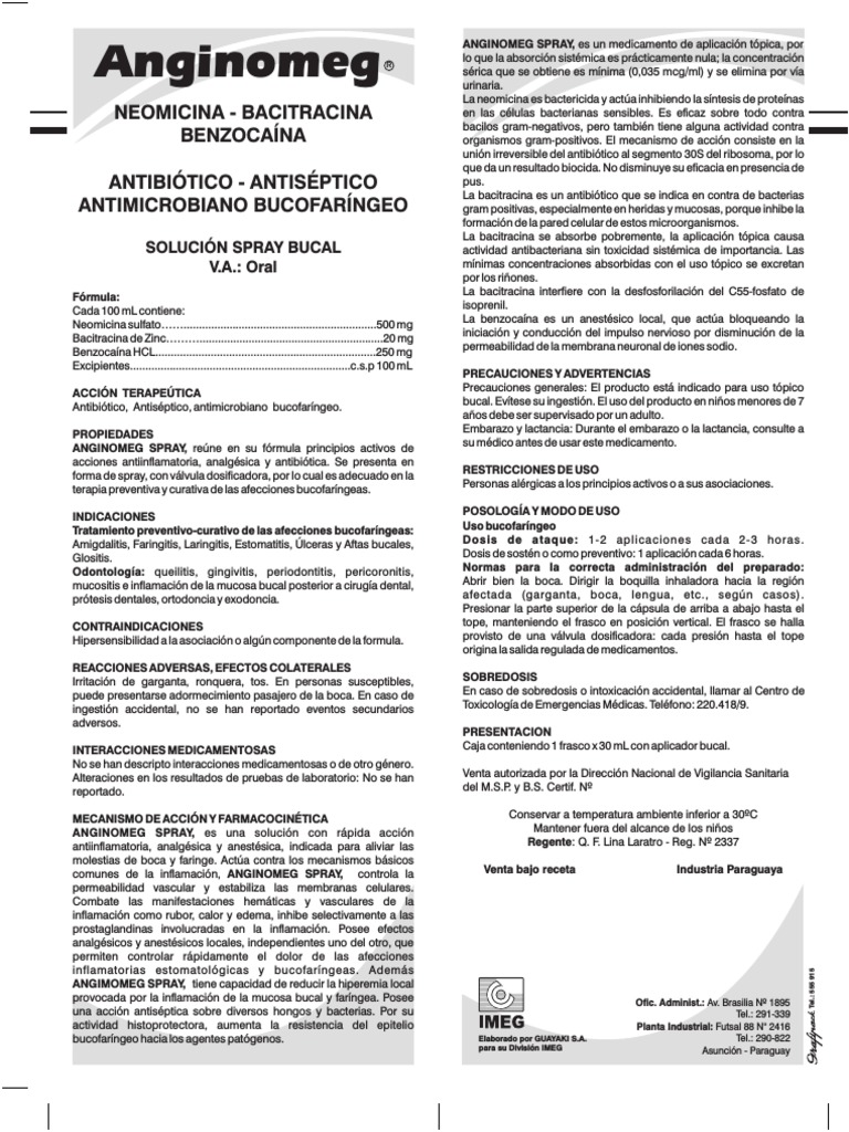 Anginomeg Spray Prosp. | PDF | Medicina | Medicina CLINICA