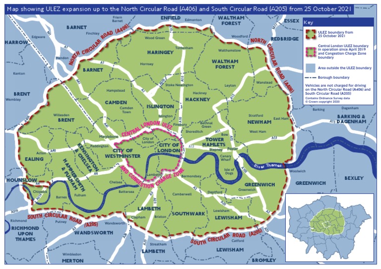 Detailed Map of Ulez Expansion Area | PDF | London | England