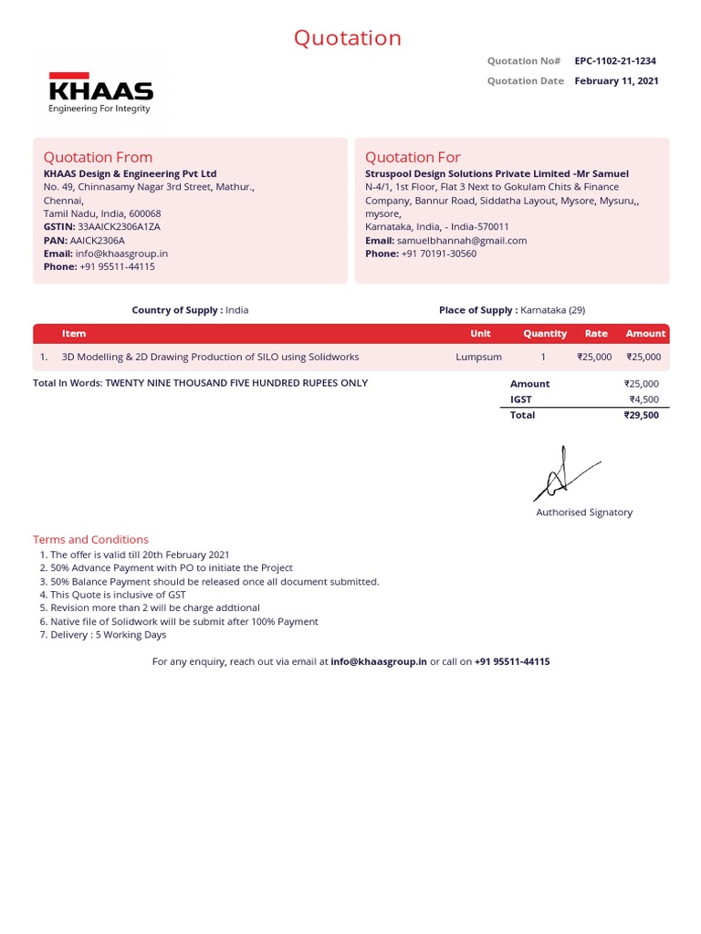 Mechanical Quotation Sample | PDF | Economy Of India | Payments