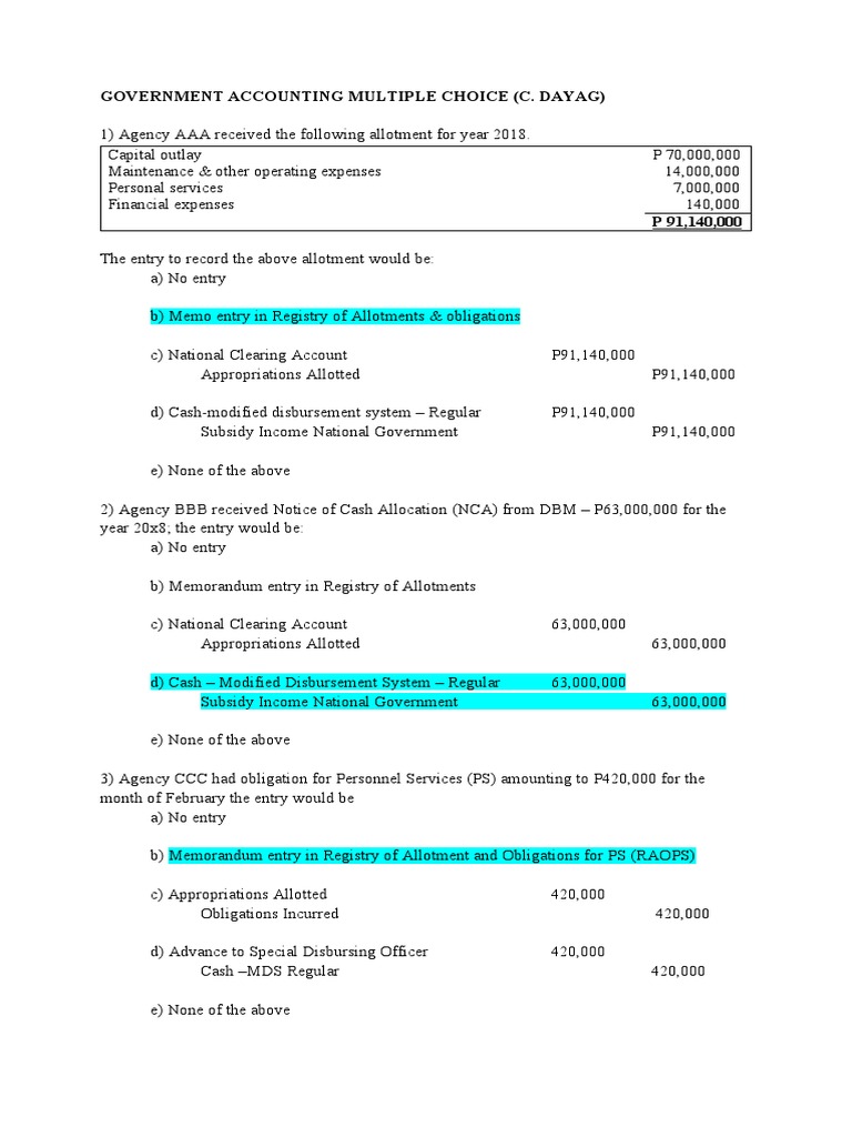 Governement Accounting - Journal Entries-1 | PDF | Accounts Payable ...