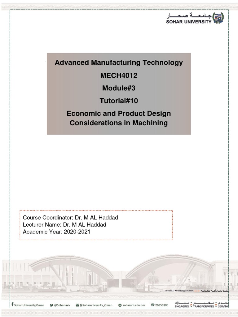 Tutorial#10-Module 3-MECH4012-20201 | PDF | Metalworking | Metals