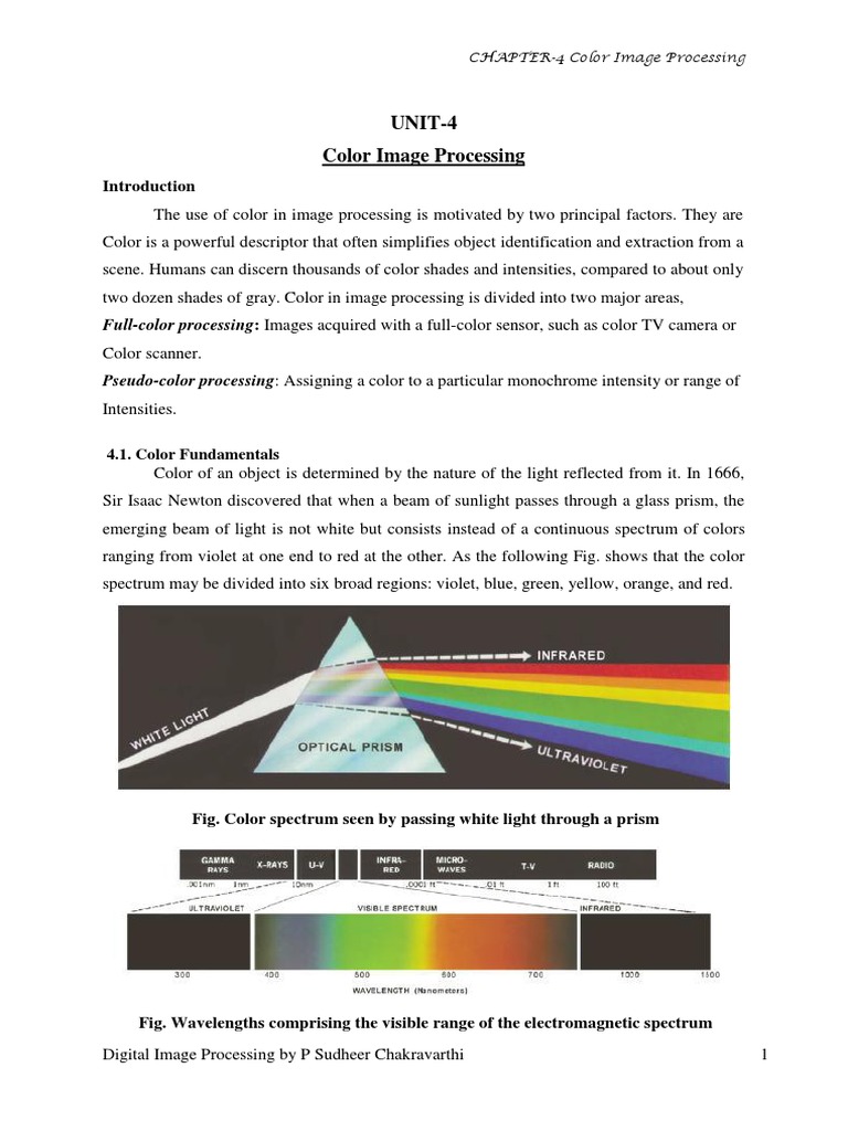 UNIT-4 Color Image Processing | PDF | Rgb Color Model | Color