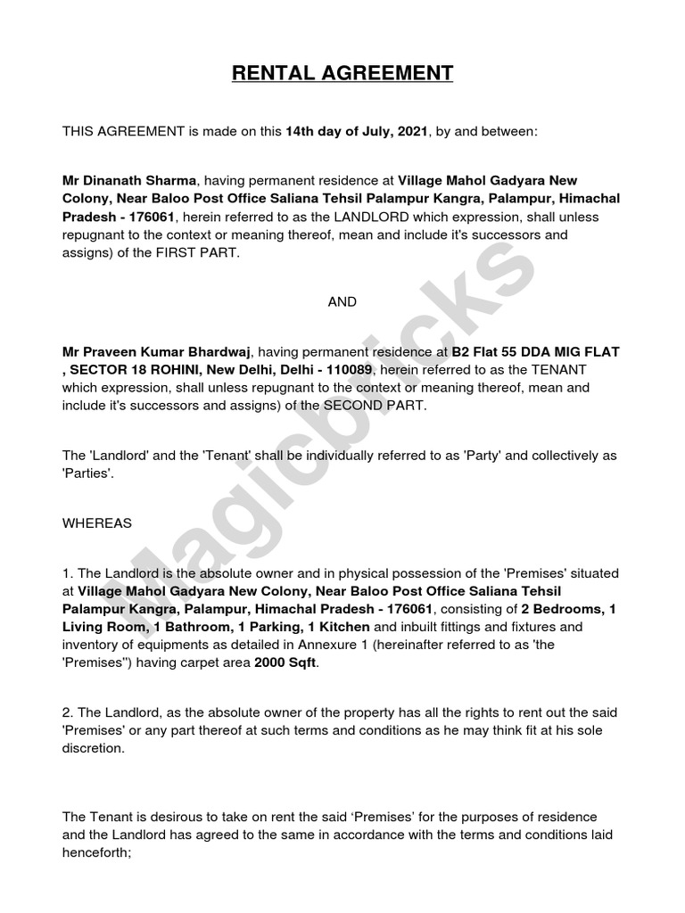 Rent Agreement | PDF | Leasehold Estate | Landlord