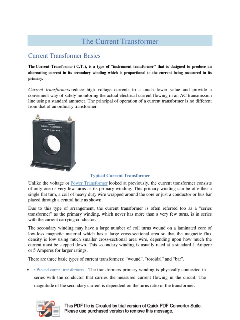Current Transformer | PDF | Transformer | Inductor