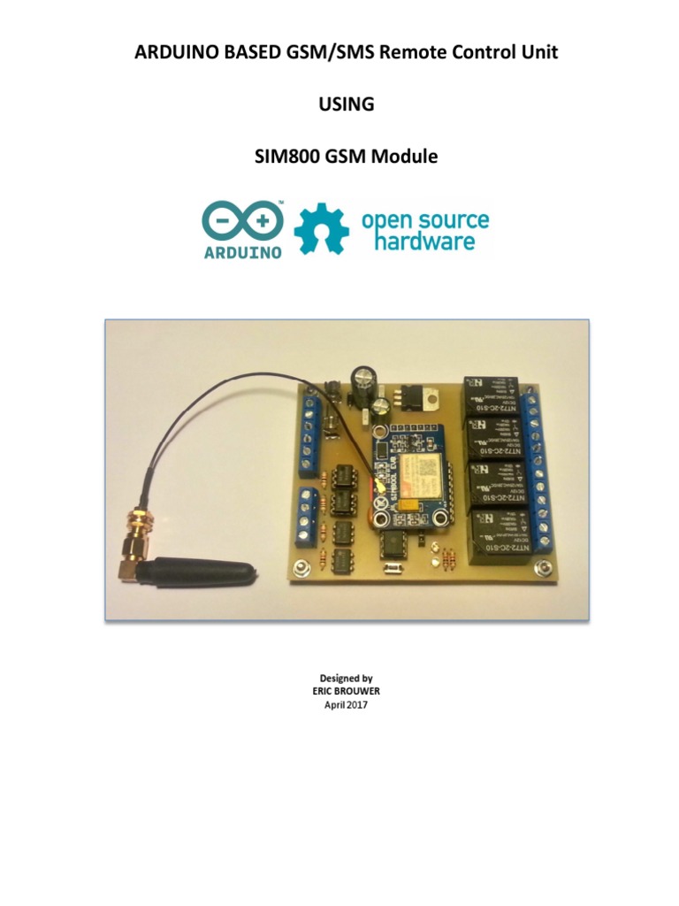 Arduino Based GSM/SMS Remote Control Unit Using SIM800 GSM Module | PDF ...