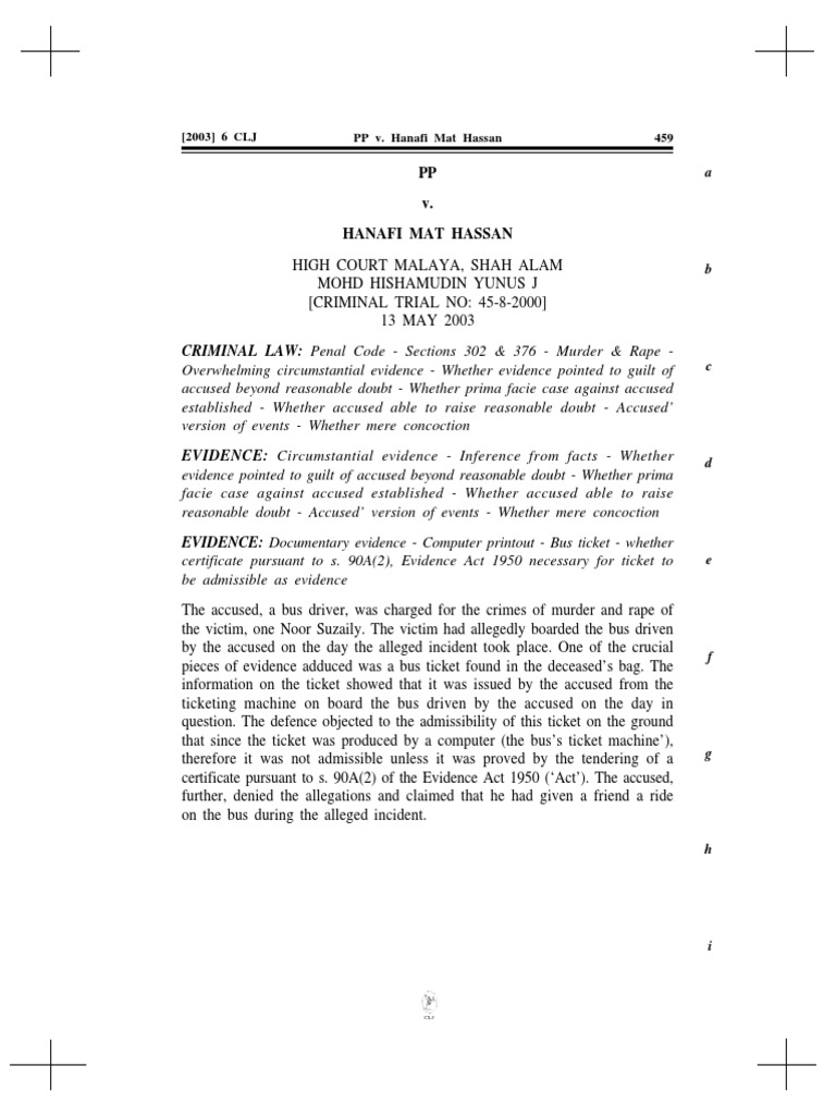PP V Hanafi Mat Hassan | PDF | Reasonable Doubt | Circumstantial Evidence