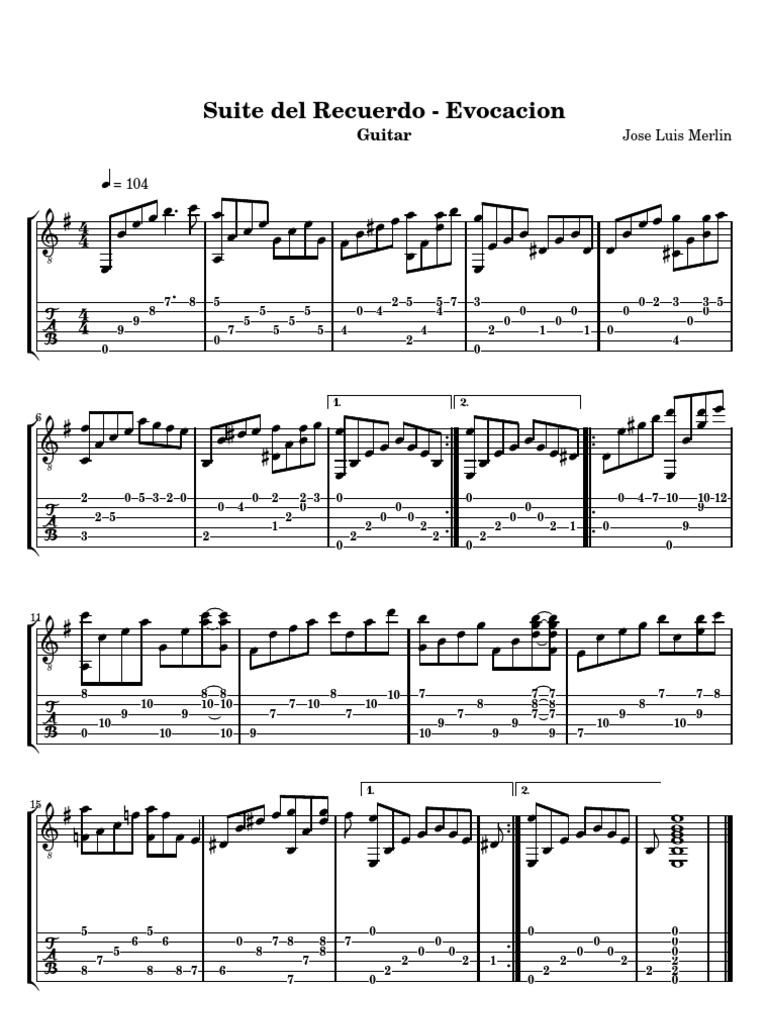 Suite del Recuerdo: Evocacion Tabs | PDF