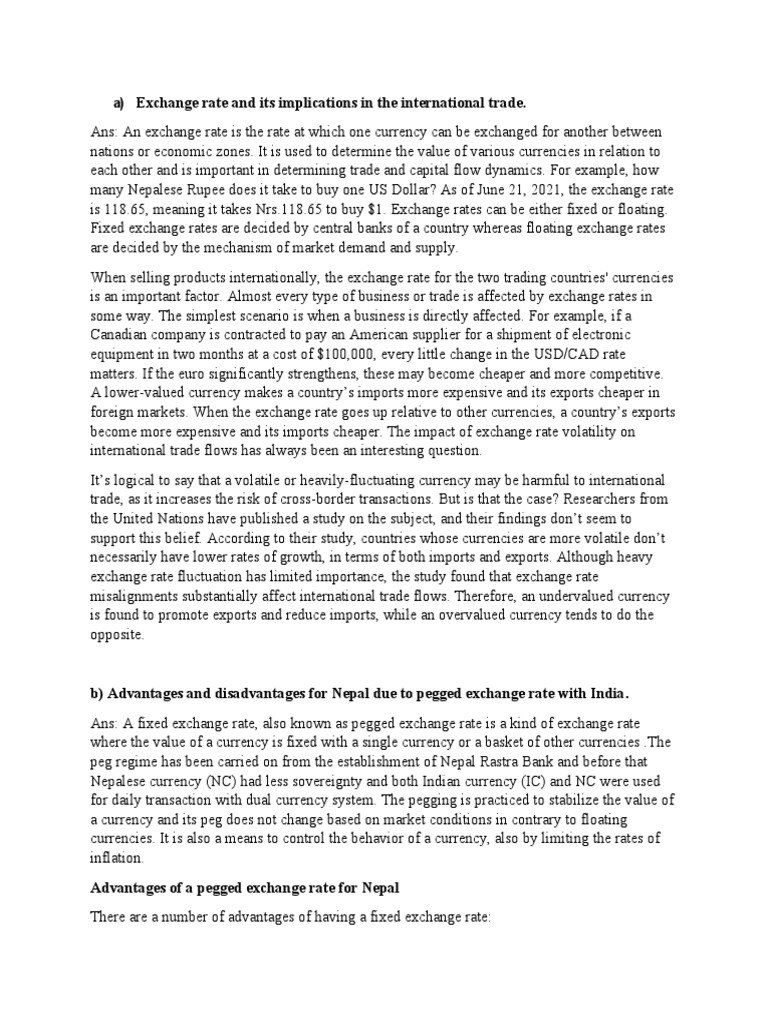 Exchange Rate Economy Assignment | PDF | Exchange Rate | International ...