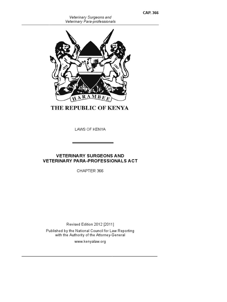 Cap 366 Vet Surgeons Act | PDF | Veterinary Medicine | Board Of Directors