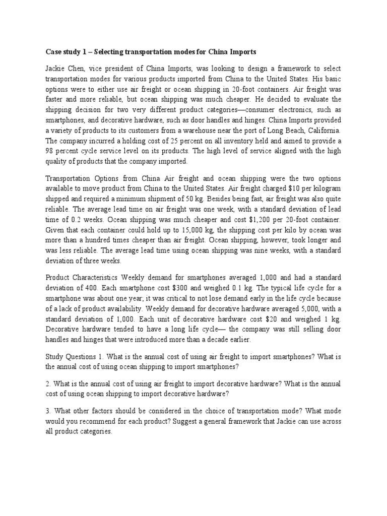 2 Case Studies For Transportation | PDF | Cargo | Freight Transport