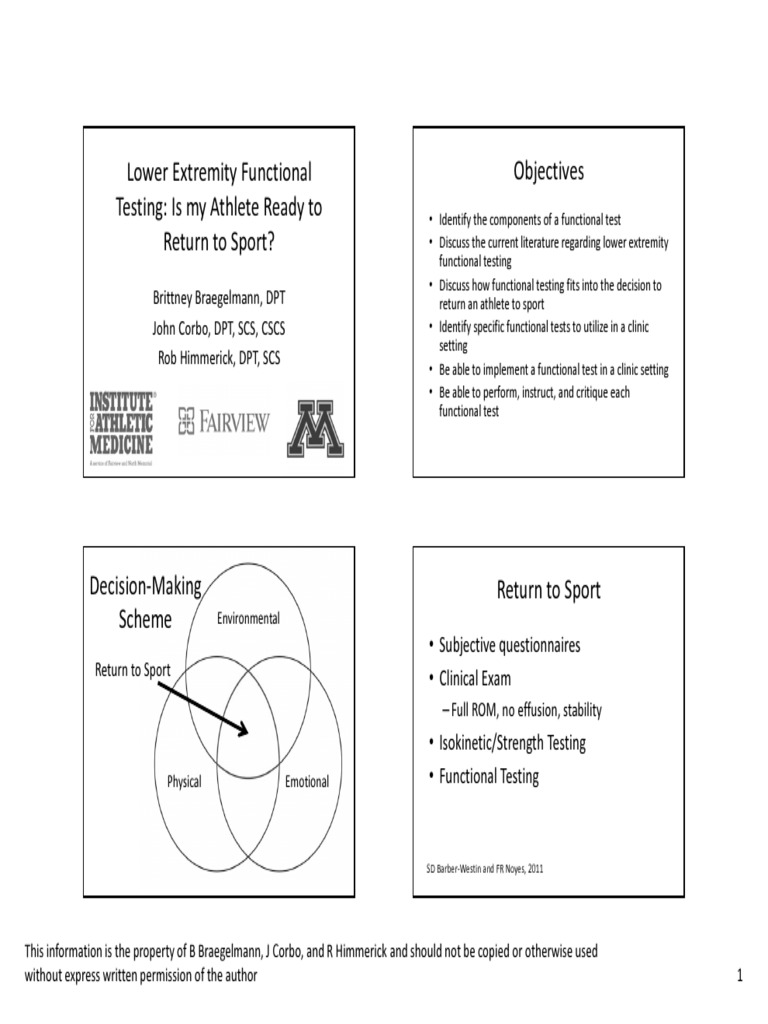 Assessing Readiness to Return to Sport: A Guide to Implementing Lower ...