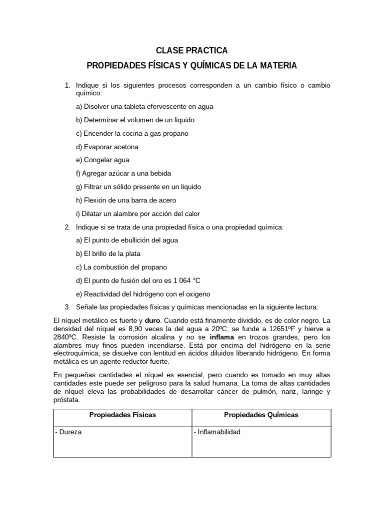 Propiedades Fisicas y Quimicas de La Materia | PDF