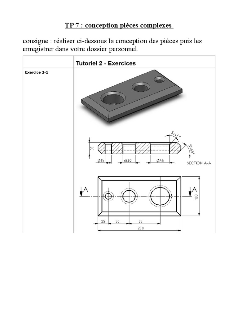 TP 7 Solidworks Pieces Complexes | PDF