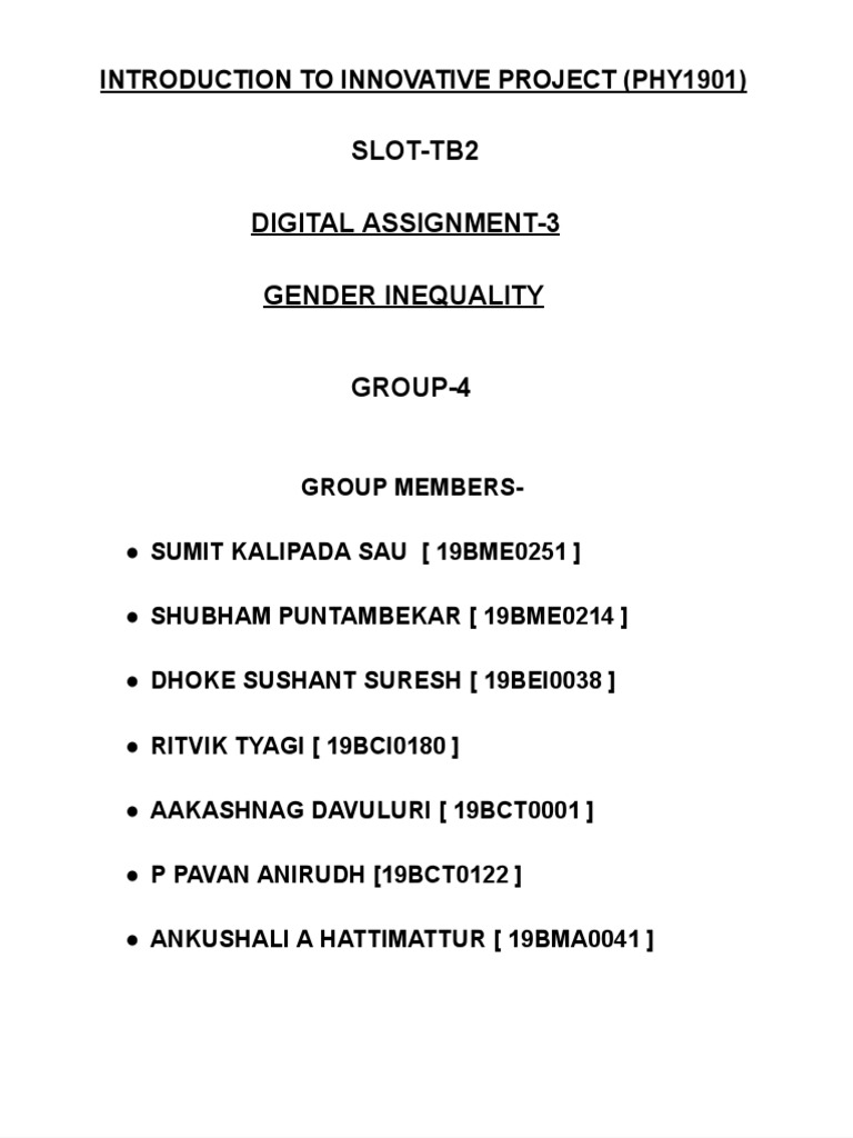 Slot-Tb2 Digital Assignment-3 Gender Inequality: Introduction To ...