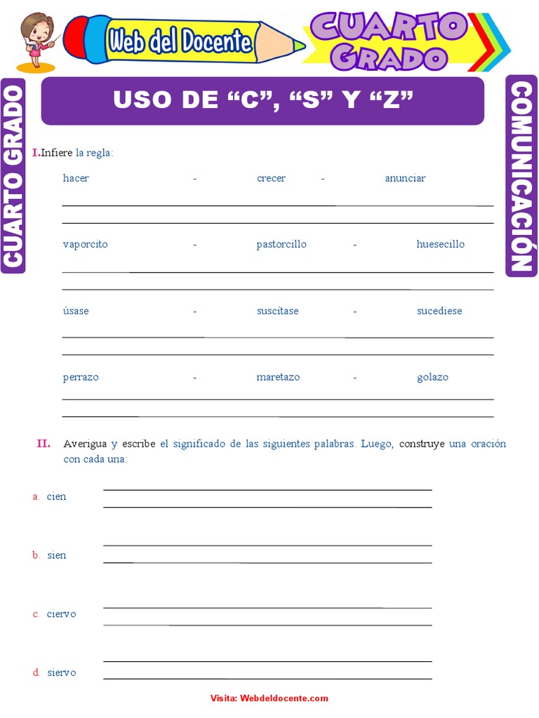 Ejercicios de Ortografía: C, S y Z para Niños | PDF | Relaciones ...