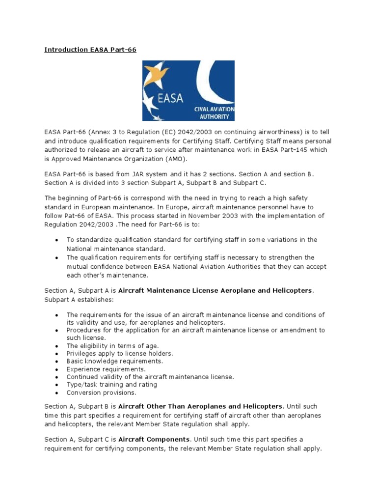 Introduction of EASA Part 66 | PDF | Aviation