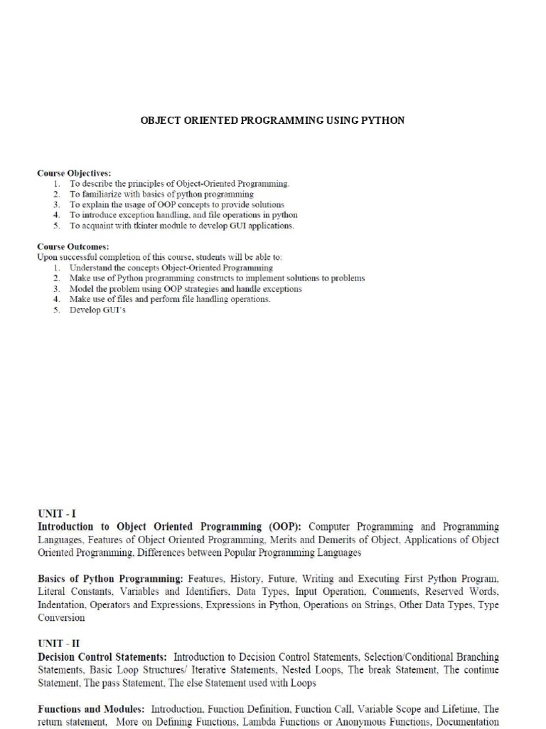Object Oriented Programming Using Python | PDF | Object Oriented ...