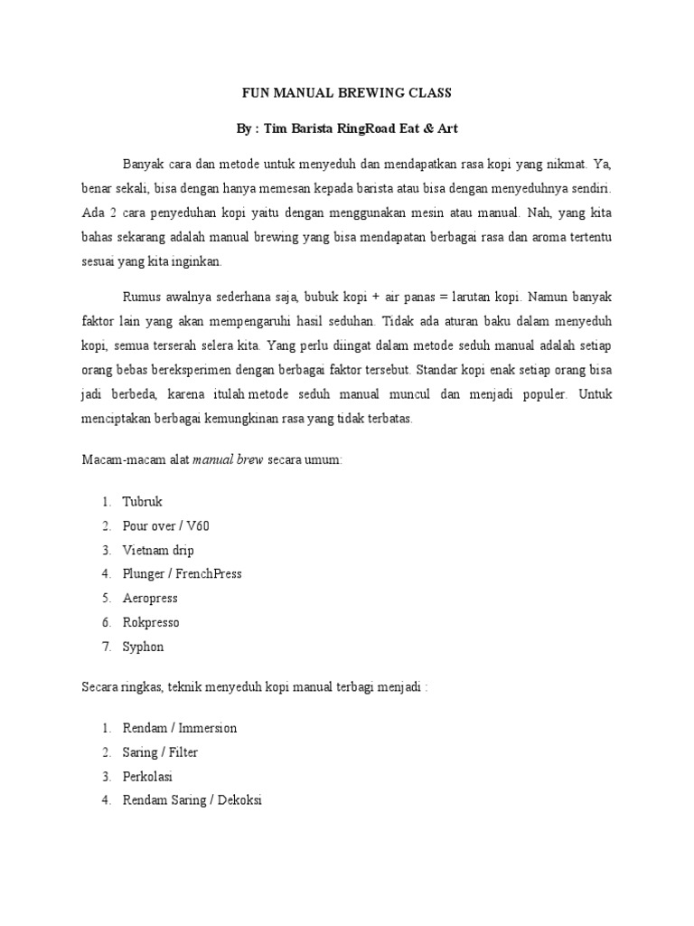 Materi Manual Brewing | PDF