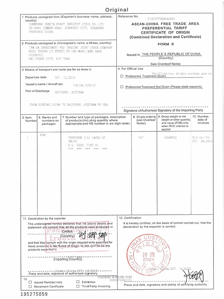 Certificate of Origin | PDF
