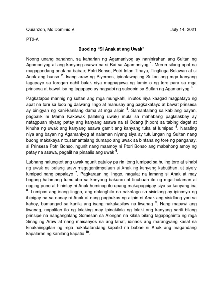 Anak at Ang Uwak | PDF