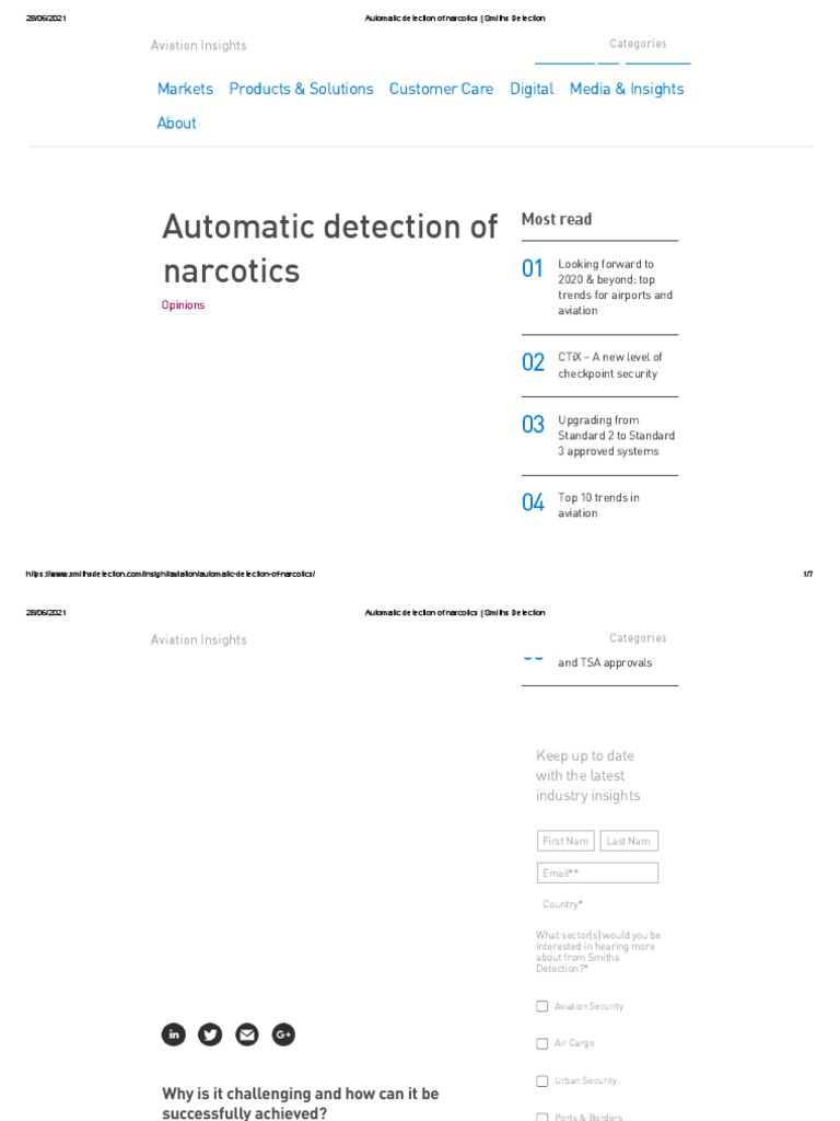 Automatic Detection of Narcotics - Smiths Detection | PDF