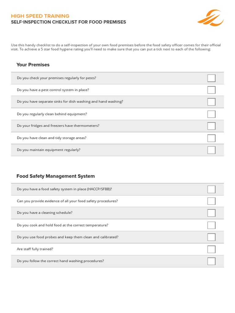 Food-Premises-Checklist Uk | PDF