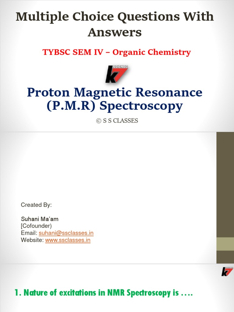 Multiple Choice Questions With Answers: TYBSC SEM IV - Organic ...