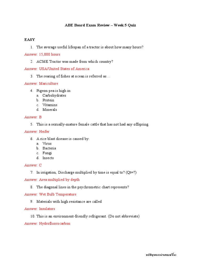 Answer: 15,000 Hours: ABE Board Exam Review - Week 5 Quiz | PDF ...