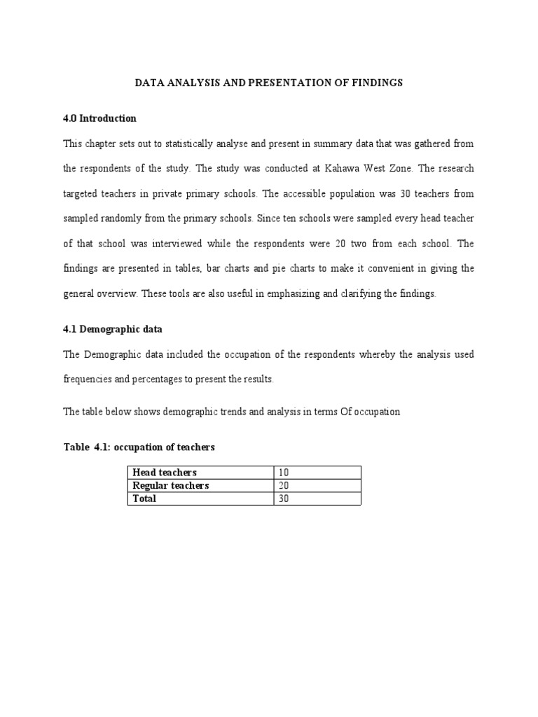 Data Analysis and Presentation of Findings | PDF