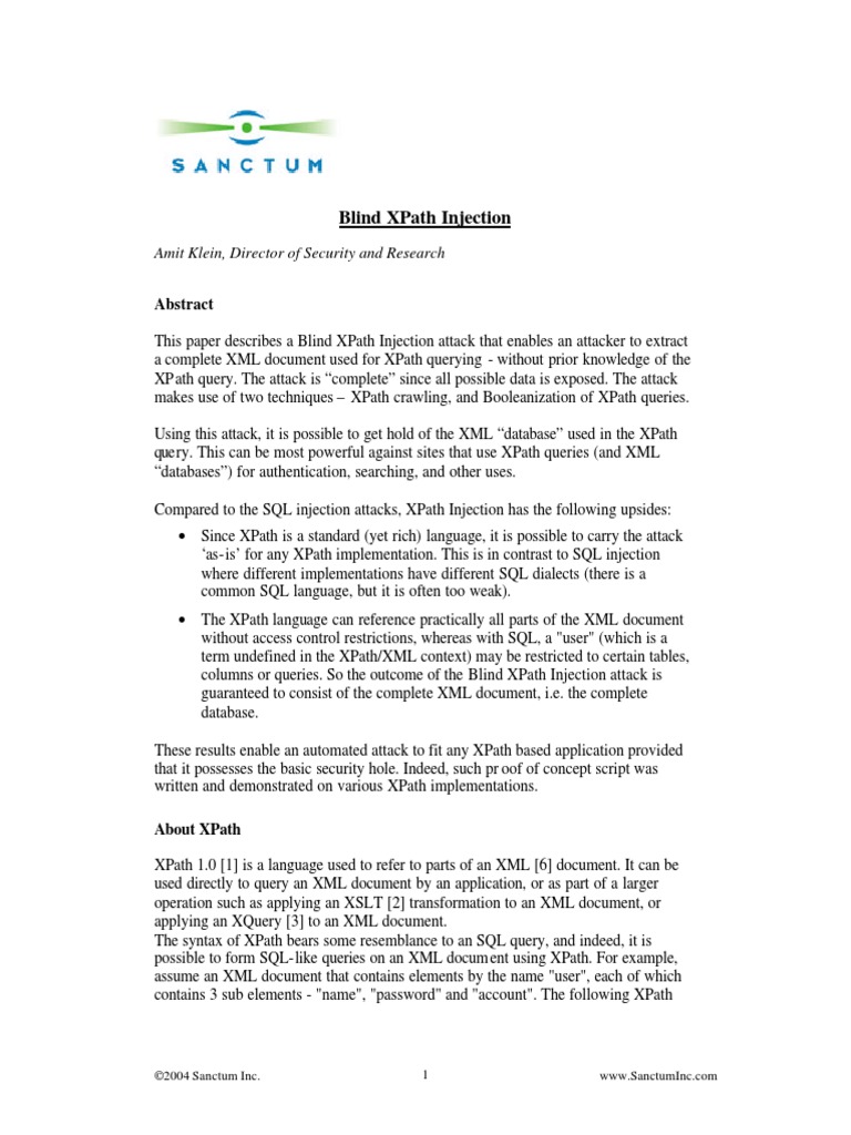 Blind XPath Injection | PDF | X Path | Xslt