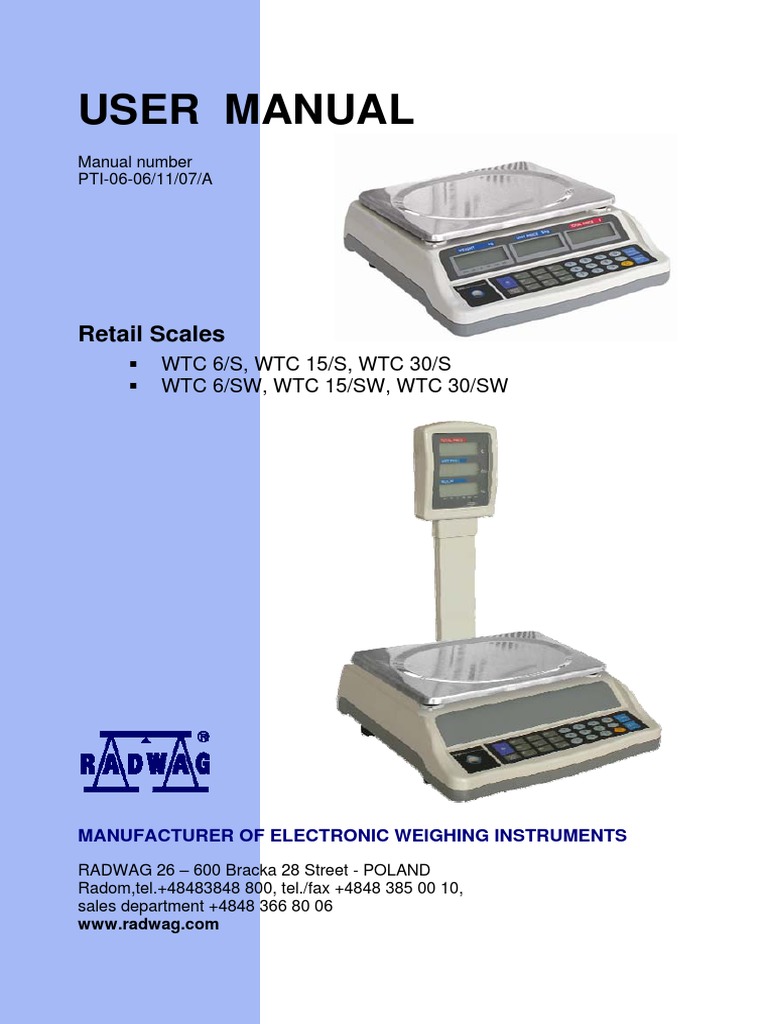 User Manual: Retail Scales | PDF | Weight | Power Supply