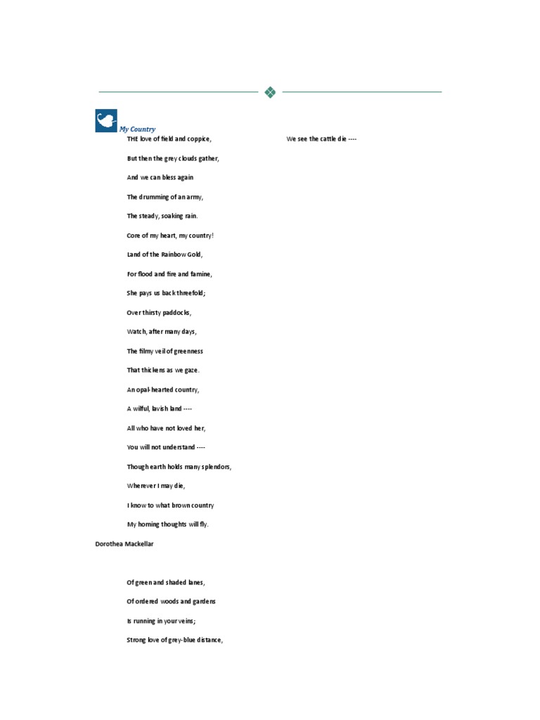 My Country: Dorothea Mackellar | PDF | Leisure