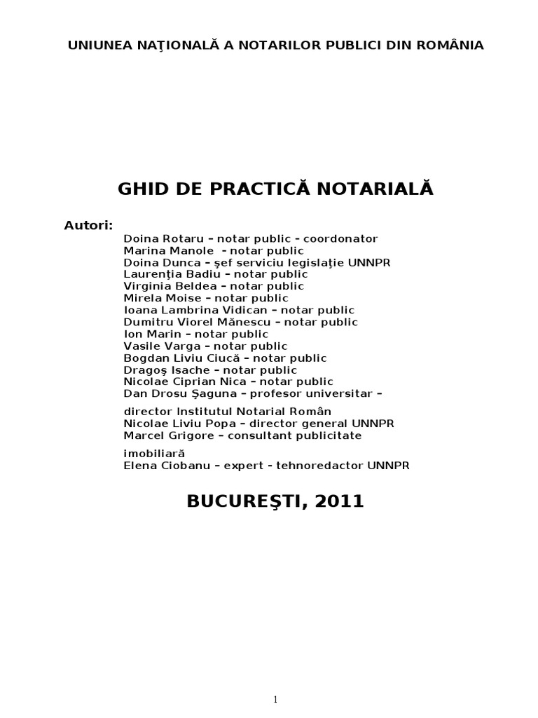 Uniunea Nationala A Notarilor Publici Di | PDF