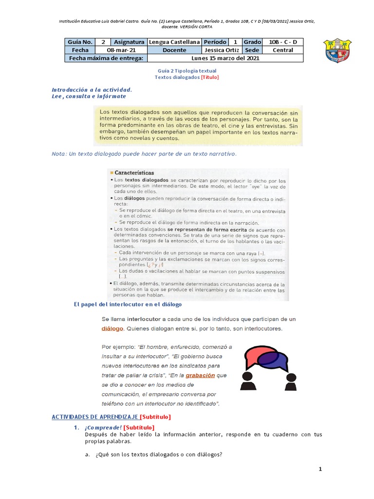Guia 2 Textos Dialogado VERSIÓN CORTA | PDF | Comunicación | Sicología