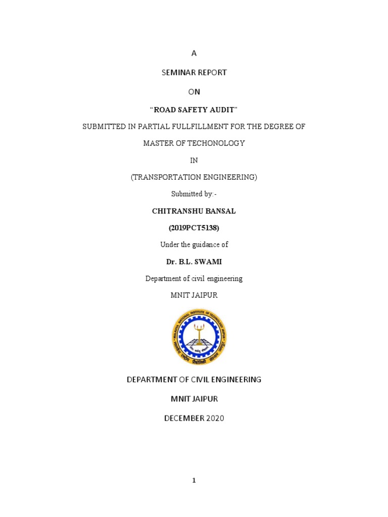 Report On Road Safety Audit | PDF | Traffic Collision | Audit