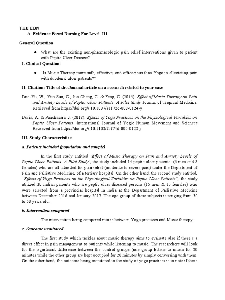 The Ebn A. Evidence Based Nursing For Level III General Question | PDF ...