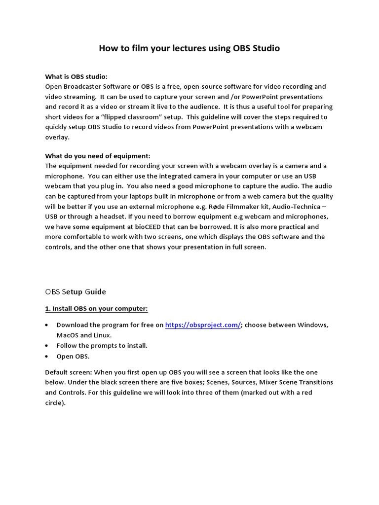 Film Lectures with OBS Studio Guide | PDF