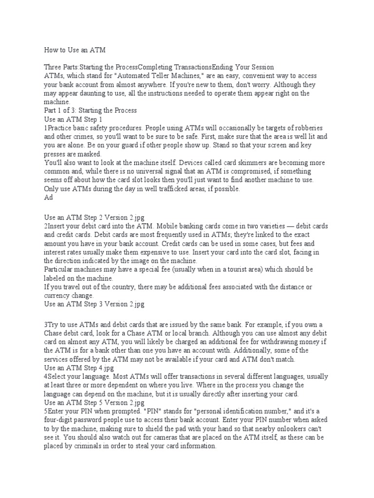 How To Use An ATM | PDF | Automated Teller Machine | Personal ...