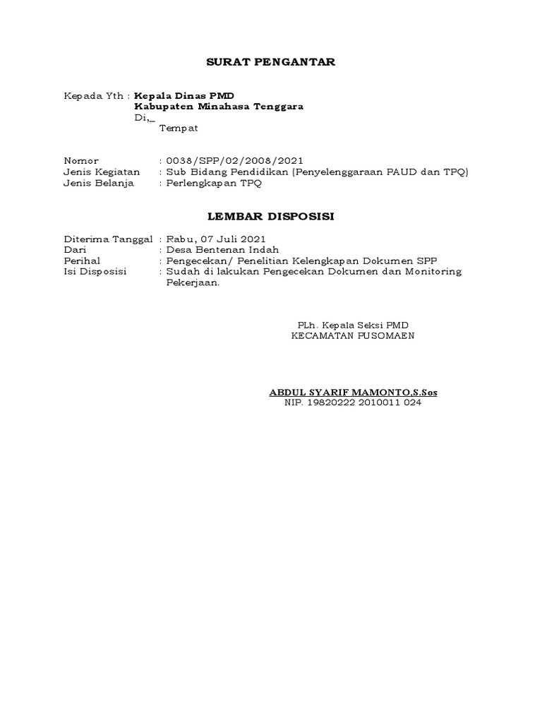 Lembar Disposisi | PDF