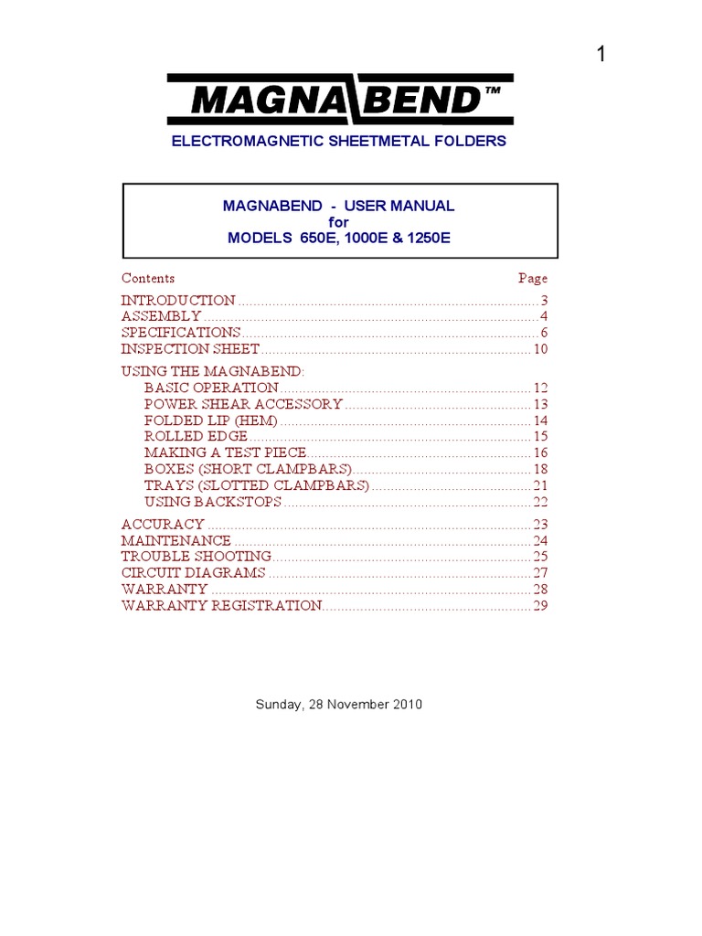 MagnaBend UserManual | PDF | Sheet Metal | Screw