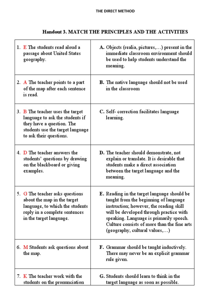 Direct Method Language Teaching Activities | PDF | Second Language ...