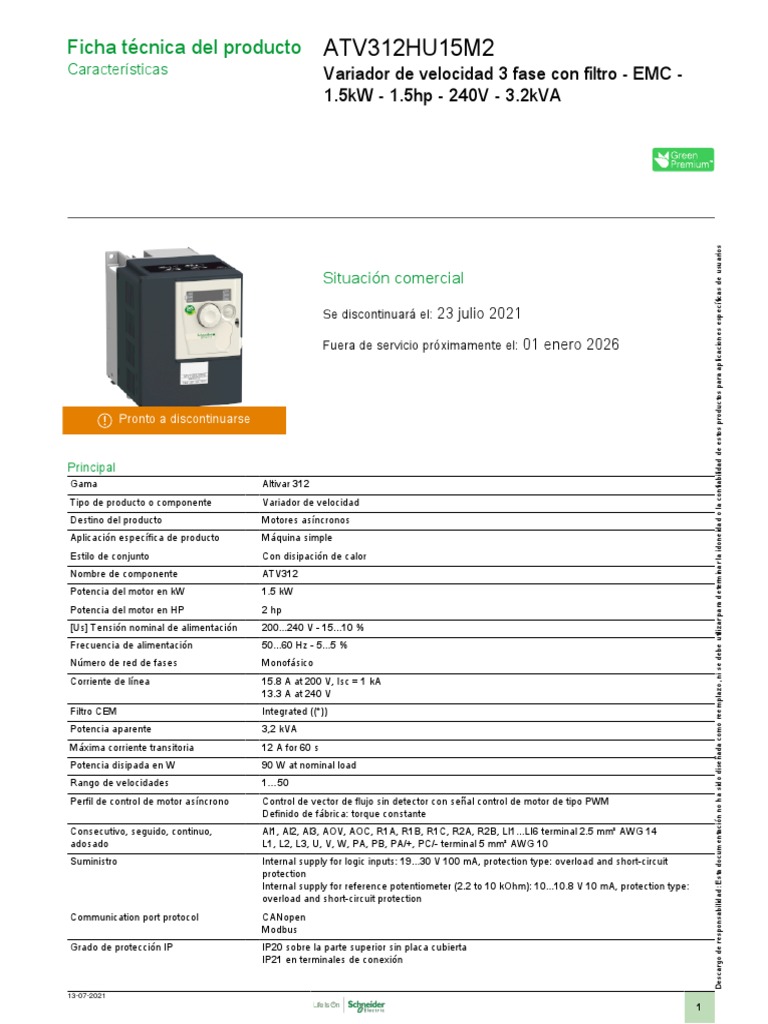 Manual ATV312HU15M2 Variador de Velocidad | PDF | Metrología ...