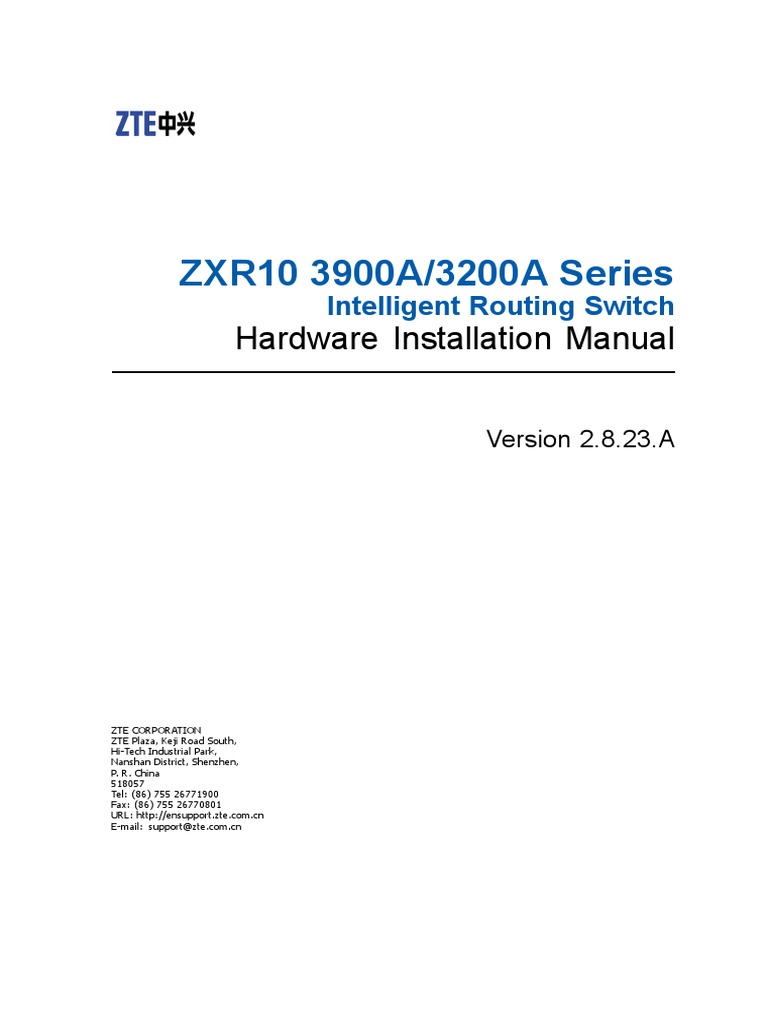 ZXR10 3900A/3200A Series: Hardware Installation Manual | PDF | Computer ...